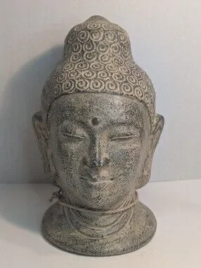 Accents | Buddha Head Statue Featuring A Tan Gold Gray Texture And ...